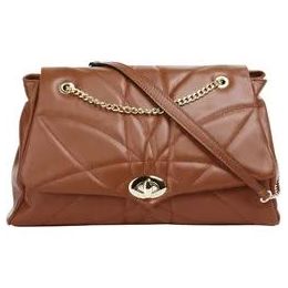 Umhängetasche CLUTY, Damen, Gr. B/H/T: 32cm x 19cm x 11cm onesize, braun (cognac), Leder, leicht glänzend, unifarben, Taschen, echt Leder, Made in Italy