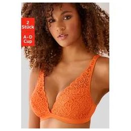 Bralette-BH Petite Fleur, Damen, Gr. 90, Cup B, orange (orange, schwarz), Spitze, Obermaterial: 90% Polyamid, 10% Elasthan, BHs BH Spitzenwäsche BH-Set Spitzen-BH Bralette Triangel-BH, ohne Bügel aus Spitze, Dessous