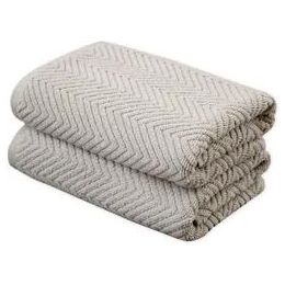 Badetücher Framsohn FROTTIER "Ocean Bio Duschtücher", bunt (beige, hellbraun, grau), B:75cm L:150cm, Frottier, Obermaterial: 100% Baumwolle, Handtücher, hergestellt in Österreich, mit Kordel, gedrehter Bauschzwirn
