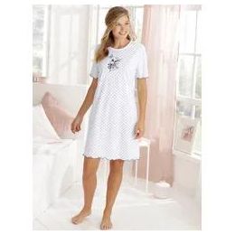 Nachthemd "Nachthemd", Damen, Gr. 44/46, Normalgr&ouml;&szlig;en, wei&szlig; (wei&szlig;, bedruckt), 100% Baumwolle, gebl&uuml;mt, gemustert, mehrfarbig, Kleider Nachthemd