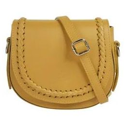 Umh&auml;ngetasche CLUTY, Damen, Gr. B/H/T: 18cm x 15cm x 6cm onesize, gelb, Leder, unifarben, Taschen Umh&auml;ngetasche, echt Leder, Made in Italy