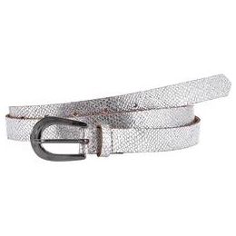 Hüftgürtel Lascana "Ledergürtel", Damen, Gr. 80, silber (silberfarben), Leder, Animalmuster, Reptilienprägung, Schlangenoptik, Strukturmuster, animal-print, bedruckt, beschichtet, gemustert, geprägt, geprägtes Muster, metallic, festlich, Gürtel, schmaler Gürtel in Metallic-Snake-Optik, für Hosen, Jeans & Kleider