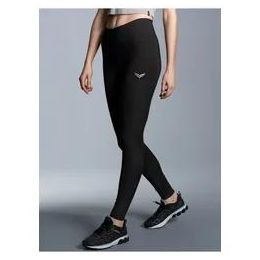 Leggings TRIGEMA "TRIGEMA Leggings aus Polyester/Elastan", Damen, Gr. S, US-Größen, schwarz, 85% Polyester (Bioactive), 15% Elastan, Basic, Hosen