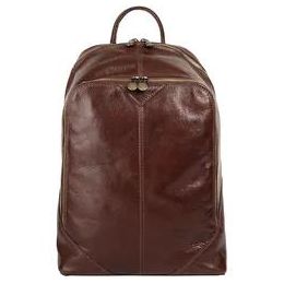 Pike Cityrucksack PIKÉ, Gr. B/H/T: 41cm x 30cm x 18cm, onesize, braun, Leder, Rindsleder, beschichtet, leicht glänzend, Rucksäcke, echt Leder, Made in Italy