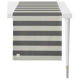 Tischläufer APELT "3967 Outdoor, Sommerdeko, Sommer", grau (grau, sand), B:46cm L:140cm, Polyester, Tischdecken, Jacquardgewebe