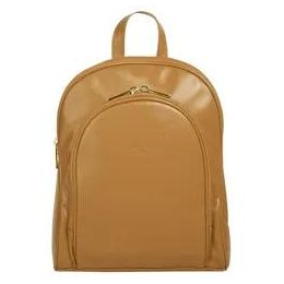 Cityrucksack CLUTY, Gr. B/H/T: 30cm x 25cm x 12cm, onesize, gelb, Leder, Rindsleder, unifarben, Rucksäcke, echt Leder, Made in Italy