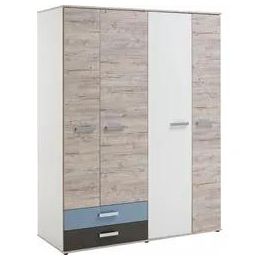 Mehrzweckschrank FMD "Nona 9", bunt (weiß, sandeichefarben, bunt), B:149,5cm, Schränke