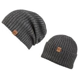 Beanie Chillouts "Justin Hat", Damen, grau (dunkelgrau), Strick, Kunstfaser, unifarben, Mützen, mit Chillouts-Logo am Saum