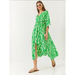 Bianco Lucci Kleid Damen Gr&ouml;&szlig;e 36 gr&uuml;n / wei&szlig; Winterkleid