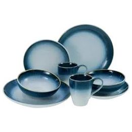 Kombiservice Creatable "Geschirr-Set Casade", blau, 8 Stk., Steinzeug, Geschirr-Sets, Service, Spezialglasur, organischer Verlauf, 8 Teile, für 2 Personen