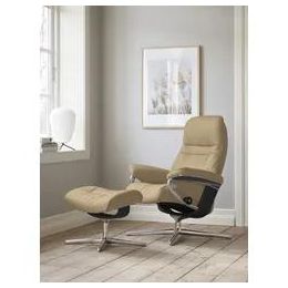 Relaxsessel stressless "Sunrise", beige (sand paloma), B:83cm H:105cm T:74cm, Leder PALOMA: PALOMA ist ein durchgef&auml;rbtes Semianilin-M&ouml;belleder mit nat&uuml;rlicher Narbung., Sessel, Relaxsessel, mit Cross Base, Gr&ouml;&szlig;e S, M & L, Holzakzent Schwarz
