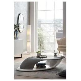 Couchtisch Salesfever "Lignano Coffeetable - stilvoller Mittelpunkt", grau (grau, weiß, weiß, grau), B:130cm H:30cm T:58cm, Tische, Fiberglas-Couchtisch: Zweifarbiges Design, unvergleichlicher Stil