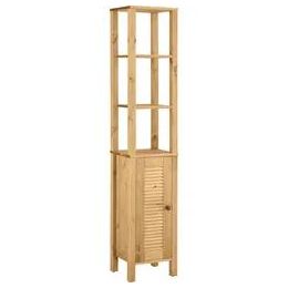 Hochschrank Home Affaire "Ayanna", beige (natur), B:33cm H:170cm T:30cm, Massivholz, Schränke, Badschrank aus Massivholz, FSC, Breite 33 cm, Höhe 170 cm