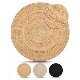Teppich CarpetFine "Nele Juteteppich Naturfaser", beige (natur), H:6mm &Oslash;:300cm, Jute, Teppiche, Teppich, geflochtener Wendeteppich aus 100%Jute, in rund und oval, viele Gr&ouml;&szlig;en