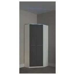 Eckkleiderschrank Priess "Barcelona Kleiderschrank Eckl&ouml;sung Raumwunder", schwarz-wei&szlig; (wei&szlig;, schwarz), B:78cm H:193cm T:78cm, Holzwerkstoff, Schr&auml;nke, Eckkleiderschrank, in 2 Tiefen Schrank Eckschrank Garderobe