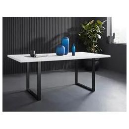 Esstisch FORTE, weiß (weiß matt, schwarz), B:160cm H:74,1cm T:90cm, Tische, Breite 160 cm, Kufengestell im Industrial Look
