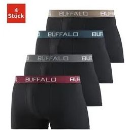 Boxer Buffalo "Boxershorts f&uuml;r Herren", Damen, Gr. L, 4 Stk., schwarz, Jersey, Obermaterial: 95% Baumwolle, 5% Elasthan, unifarben, k&ouml;rpernah, Unterhosen, aus Baumwoll-Mix