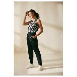 Overall Lascana, Damen, Gr. 34, schwarz-weiß (schwarz, beige, bedruckt), Crêpe, Obermaterial: 95% Polyester, 5% Elasthan, bedruckt, figurumspielend 7/8-Länge, V-Ausschnitt, Overalls Jumpsuit, mit bedrucktem Oberteil, eleganter Jumpsuit, Business-Look, festlich