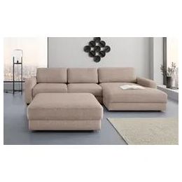 Ecksofa Places of Style "Bloomfield, bequem und elegant, OTTOs Choice, Breite 303cm, L-Form", beige (portabella), B:303cm H:84cm T:176cm, 100% Polyester, Sofas, wahlweise mit Bettfunktion und Bettkasten