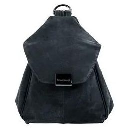 Cityrucksack Bruno Banani, Damen, Gr. B/H/T: 25cm x 20cm x 9cm, onesize, blau, Leder, Rindsleder, unifarben, Rucks&auml;cke Cityrucksack, echt Leder