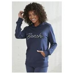 Kapuzensweatshirt BENCH. LOUNGEWEAR, Damen, Gr. 40/42, blau (navy), Interlock, Obermaterial: 60% Baumwolle, 40% Polyester, Basic, bequem h&uuml;ftbedeckend, Sweatshirts, mit K&auml;ngurutasche, Loungeanzug, Hoodie