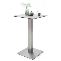 Bartisch MCA furniture "Zarina", grau (hellgrau, edelstahl, hellgrau), B:70cm H:105cm T:70cm, Tische, Bartisch mit Glaskeramik Tischplatte mit Edelstahl Gestell