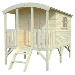 Spielhaus Palmako "Huck 3,3 m2", beige (natur), Spielhäuser, KinderB:198cm H:225cm T:331cm, Holzwerkstoff, mit Terrasse, B:198cm H:225cm T:331cm