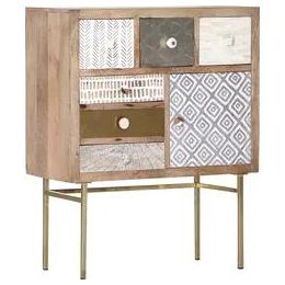 Kommode GUTMANN FACTORY "Linea", beige (natur), B:90cm H:110cm T:45cm, Massivholz, Sideboards, mit detailreichen Verzierungen, Shabby Chic, Vintage