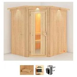 Sauna Karibu "Laila", beige (naturbelassen), Saunaofen, integrierte Steuerung, 3,6 kW, Saunen, Ofen 3,6 kW intgr. Strg