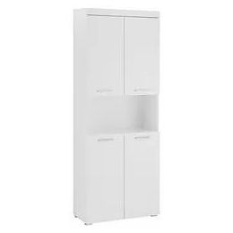 Hochschrank Welltime "Avena", weiß (weiß, weiß hochglanz), B:73cm H:190cm T:31cm, Schränke, Badschrank 4-türig mit o. Fach und 4 Einlegeböden - B/T/H 73/31/190 cm
