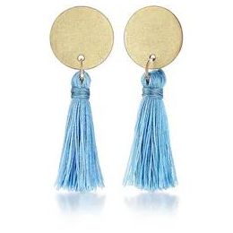 Paar Ohrstecker Elli "H&auml;nger Kreis Boho Tassel Trend Matt 925 Silber", gold, Ohrringe, Damen, onesize, ohne Stein, Silber 925 (Sterlingsilber)