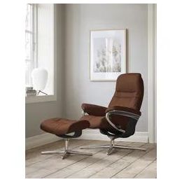 Relaxsessel stressless "Sunrise", braun (copper paloma), B:92cm H:105cm T:80cm, Leder PALOMA: PALOMA ist ein durchgef&auml;rbtes Semianilin-M&ouml;belleder mit nat&uuml;rlicher Narbung., Sessel, Relaxsessel, mit Cross Base, Gr&ouml;&szlig;e S, M & L, Holzakzent Schwarz