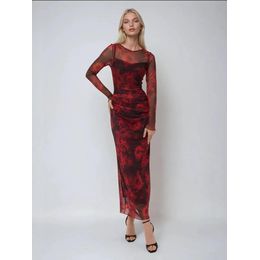 Hiccup Kleid Damen Größe 44 rot / bordeaux / schwarz Winterkleid