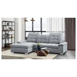 Ecksofa WERK2 "Carmen, mit Bettfunktion & Bettkasten, optional Sitztiefenverstellung", grau (hellgrau), B:264cm H:105cm T:170cm, 95% Polyester, 5% Nylon, Sofas, ohne Sitztiefenverstellung, Struktur weich, hellgrau, Topseller