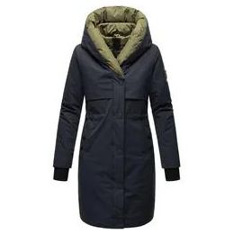 Kurzmantel Navahoo "Snowelf", Damen, Gr. XS (34), blau (navy), Obermaterial: 45% Baumwolle, 55% Nylon. Futter: 100% Polyester. Wattierung: 100% Polyester. &Auml;rmelfutter: 100% Polyester, gerade knielang, &Auml;rmel ohne &Auml;rmelschlitz Rippb&uuml;ndchen, M&auml;ntel Kurzmantel, Wintermantel mit hohem Kragen und gro&szlig;er Kapuze