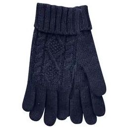 Strickhandschuhe Capelli New York, Damen, blau (navy), Strick, Materialmix, Zopfmuster, unifarben, Handschuhe, elegantes Zopfstrickmuster, Umschlag am Bündchen, Wollanteil