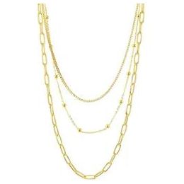 Edelstahlkette Firetti "Schmuck Geschenk Trio Layerkette", gold (gelbgoldfarben), Halsketten, Damen, Edelstahl, L: 45, Edelstahlkette