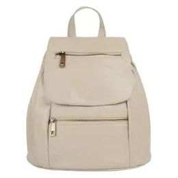 Cityrucksack Samantha Look, Damen, Gr. B/H/T: 24cm x 27cm x 11cm, onesize, beige (creme), Leder, Rindsleder, beschichtet, leicht gl&auml;nzend, Rucks&auml;cke Cityrucksack, echt Leder, Made in Italy
