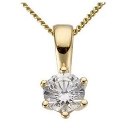 Kettenanhänger Firetti "Schmuck Geschenk Gold 750 Halsschmuck Anhänger Halskette Solitär", gold (gelbgoldfarben, gwgetoentes, weiß), Schmuckanhänger, Damen, 0,5 P2 = erkennbare Einschlüsse, Diamanten Gelbgold 750, 1 g, Diamanten, Gelbgold 750, mit Brillant in Krappenfassung