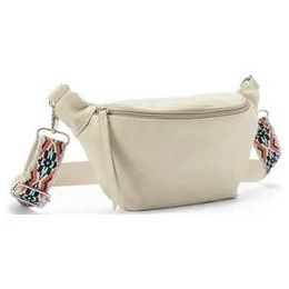 Bauchtasche Vivance "Umhängetasche, Hüfttasche", Damen, Gr. B/H/T: 26cm x 12cm x 7cm, beige, Lederimitat, bestickt, unifarben, Taschen, Crossbody-Bag, Gürteltasche, austauschbarer Schulterriemen VEGAN