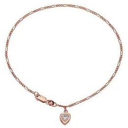 Fu&szlig;kette Firetti "Schmuck Geschenk Silber 925 K&ouml;rperschmuck Herz+LIEBE Figarokette", rosa (ros&eacute;goldfarben, wei&szlig;), Fu&szlig;ketten, Damen, Silber 925 (Sterlingsilber), mit Zirkonia (synth.)