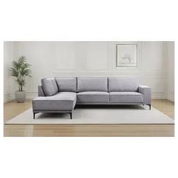 Ecksofa Places of Style "Polsterecke Oland, Struktur, Flachgewebe, Luxus-Microfaser, Boucle", grau (hellgrau), B:289cm H:85cm T:210cm, Struktur weich (100% Polyester);Luxus-Microfaser (100% Polyester);Webstoff (100% Polyester), Sofas, L-Form, 289 cm, Wellenunterfederung, Skandi-Design, Metallfüße