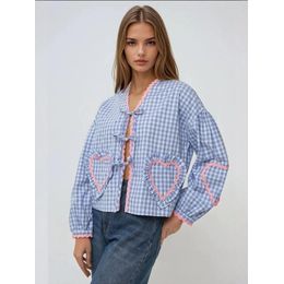 Hiccup Bluse Damen Gr&ouml;&szlig;e L blau / rosa / wei&szlig;