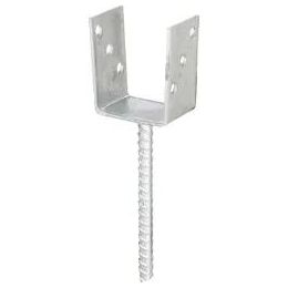 GAH Alberts U-Pfostentr&auml;ger ALBERTS, grau (feuerverzinkt), B:8,1cm T:6cm, Stahl, Bodenanker, feuerverzinkt, lichte Breite 81 mm, L&auml;nge Betonanker 200 mm