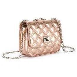Umhängetasche Lascana "Minibag", Damen, Gr. B/H/T: 19cm x 14cm x 5cm, rosa (rosegoldfarben), Lederimitat, unifarben, Taschen, Handtasche, Henkeltasche mit Kettenhenkel, Crossbody Bag VEGAN