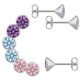 Ohrstecker-Set Firetti "Multipack Schmuck Geschenk Silber 925 Ohrstecker Glitzer" Gr. 5,5, bunt (silberfarben, pink, hellblau, lila, pink, hellblau, amethyst), Ohrringe, M&auml;dchen, 5,5, Silber 925 (Sterlingsilber), mit Zirkonia (synth.)
