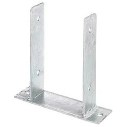 GAH Alberts U-Pfostentr&auml;ger ALBERTS, grau (feuerverzinkt), B:20cm T:6cm, Stahl, Bodenanker, zum Aufschrauben, feuerverzinkt, lichte Breite 121 mm
