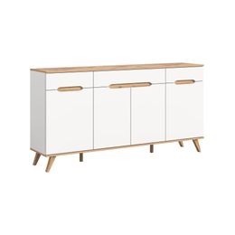 xonox.home Sideboard (B/H/T: 185x95x40 cm) in weiß und Absetzung Nox Oak | Gr.: onesize