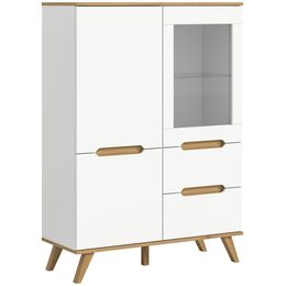 xonox.home Highboard (B/H/T: 100x140x40 cm) in weiß und Absetzung Nox Oak | Gr.: onesize