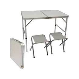 AMANKA Campingtisch 90x60x70cm AMA-YU-95 Hellgrau inkl. 2 Hocker grau | Gr.: onesize